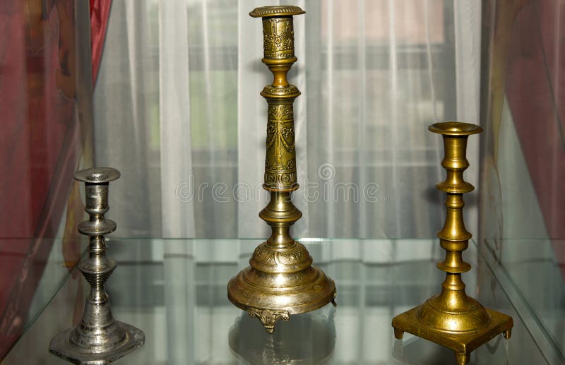 Ancient Iron Candlesticks with Patterns Stock Image - Image of light ...