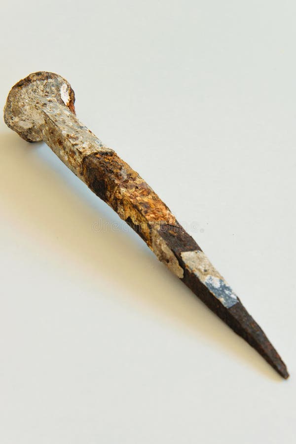 An Ancient Iron Nail on White Background Stock Photo - Image of greek ...