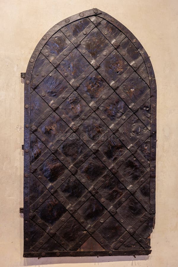 Ancient Iron Riveted Medieval Door with Diamond Pattern Design Stock ...