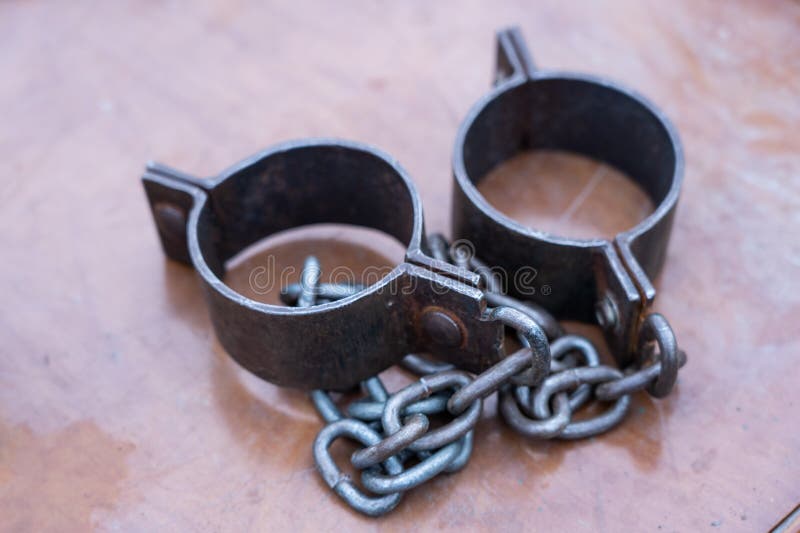 Ancient Iron Shackles of a Slave with a Chain Stock Image - Image of ...
