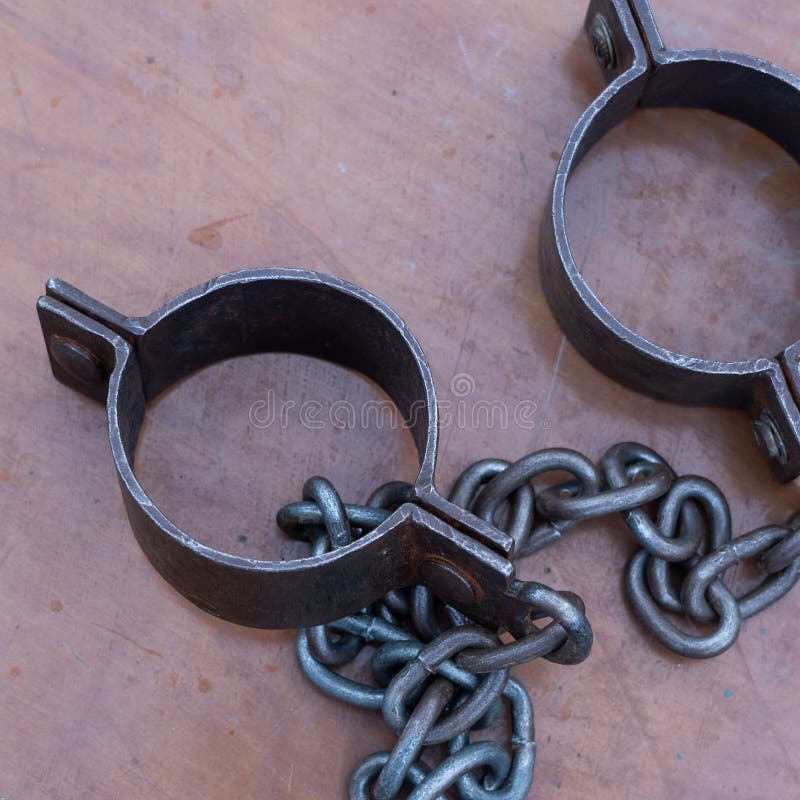 Ancient Iron Shackles of a Slave with a Chain Stock Image - Image of ...