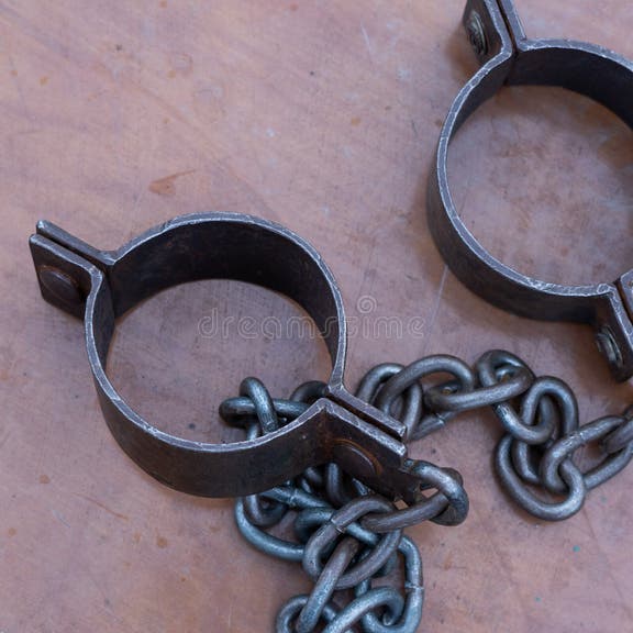 Ancient Iron Shackles of a Slave with a Chain Stock Image - Image of ...