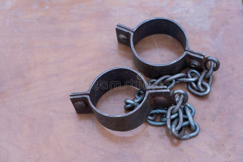Ancient Iron Shackles of a Slave with a Chain Stock Photo - Image of ...