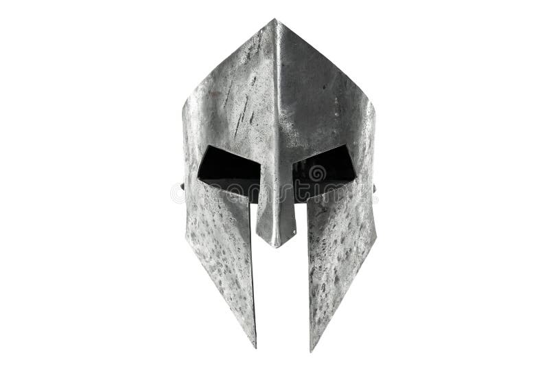 Ancient Iron Spartan Head Protection Isolated on White. Stock Image ...
