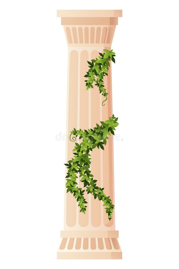Ancient Ivy Covered Column. Museum and Exhibition. Cartoon Greek or ... Ancient Ivy Covered Column. Museum and Exhibition. Cartoon Greek or ...