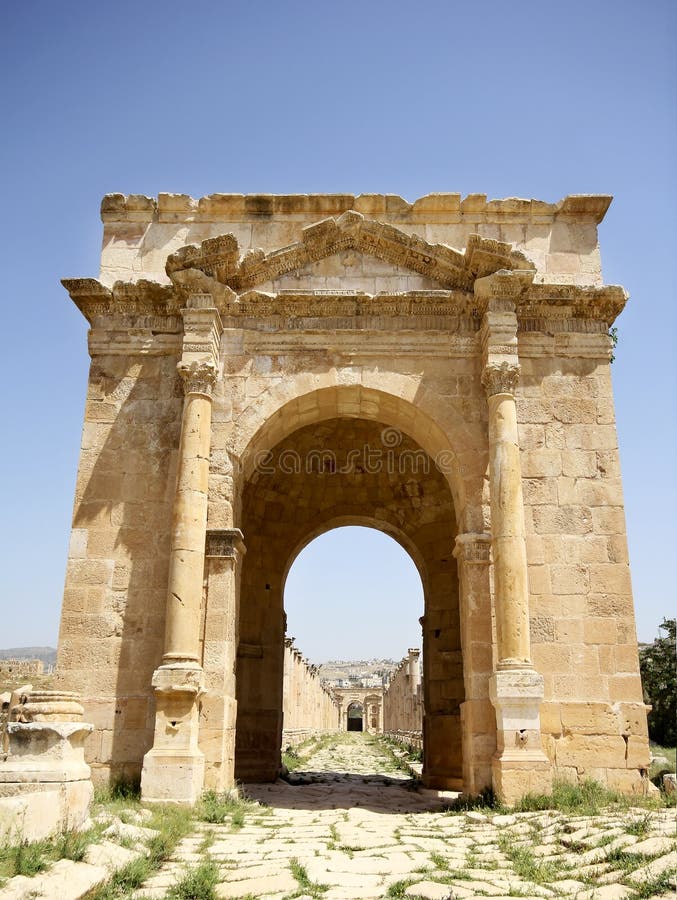 Ancient Jerash Jordan Temple of Artemis Stock Image - Image of antioch ...