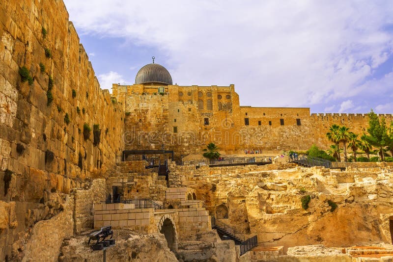 Ancient Jerusalem with Archaeological Excavations of Ancient Structures ...