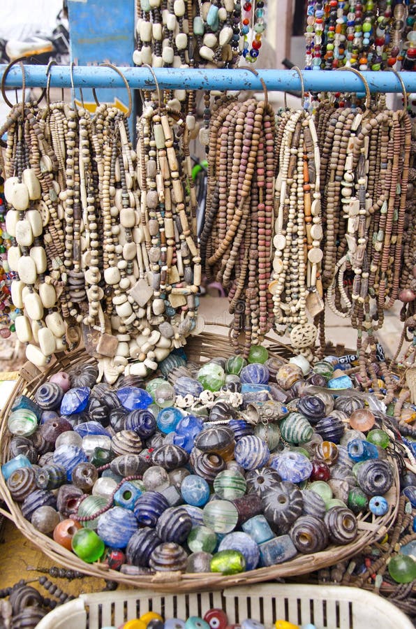 Ancient Jewelry and Necklaces in Asia Bazaar, India Stock Photo - Image ...
