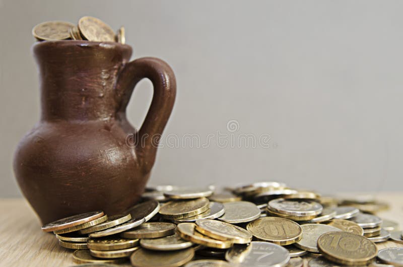Ancient Jug with Coins. Old Coins in a Pot Stock Image - Image of ...