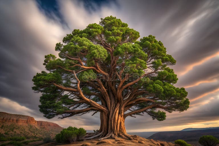 Ancient Juniper Tree Against Dramatic Sky Ancient Tree Stock ...