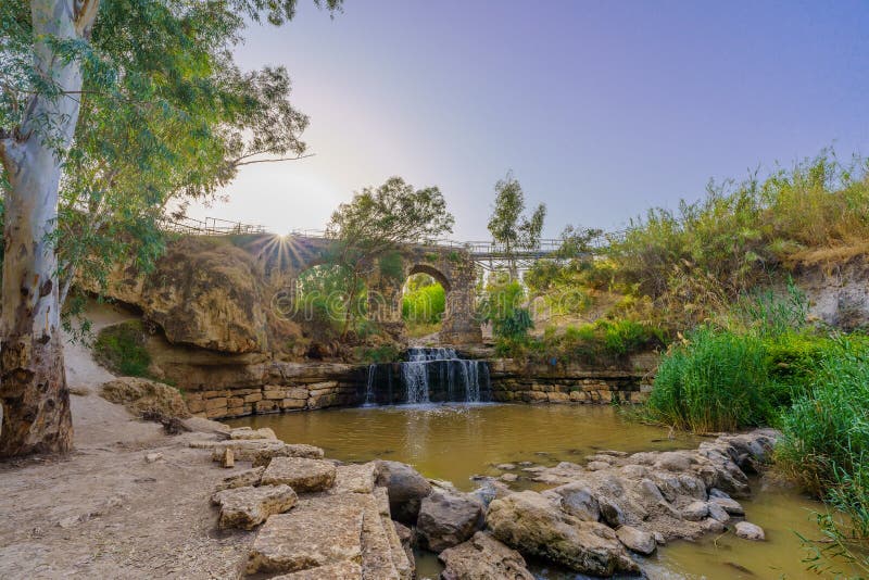 Ancient Kantar Bridge, Over the Harod Stream, with Eucalyptus Trees ...