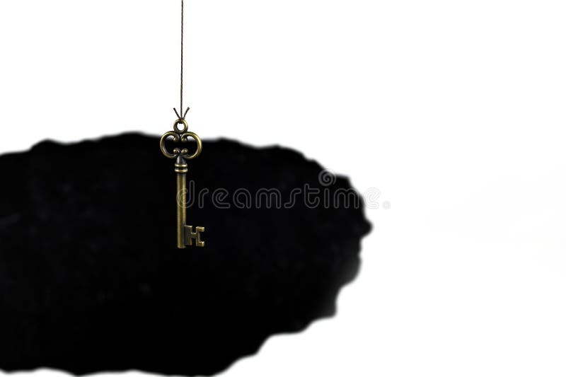 An Ancient Key Hanging Over a Dark Abyss. Space for Text. Stock Image ...