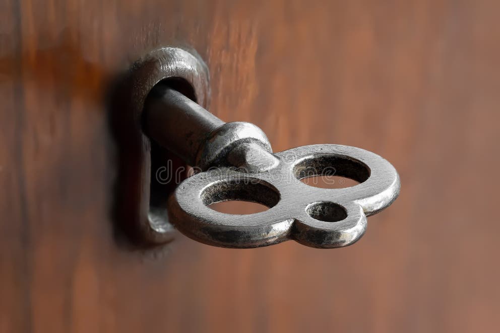 Ancient Key. Old Key in the Keyhole. Key for the Lock. Shallow Depth of ...