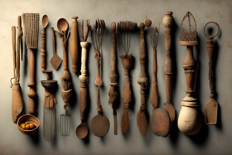 Ancient Kitchen Utensils, Generative AI Illustration Stock Illustration ...