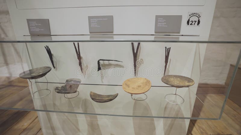 Ancient Kitchen Utensils and Tools Presented in Transparent Glass ...