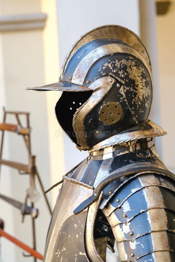 An Ancient Knight S Helmet with Armor.a Medieval Concept Stock Image ...