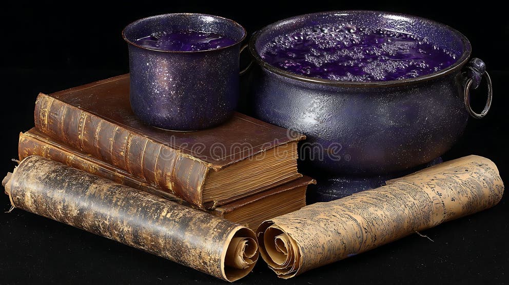 Ancient Knowledge Brews Potion Books and Scrolls Unveiled Stock ...