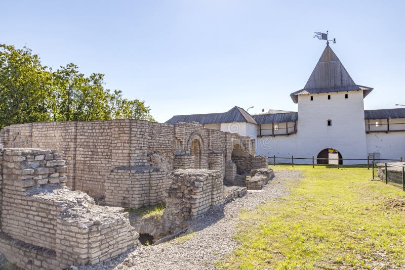 The Ancient Kremlin Krom in the City of Pskov Stock Photo - Image of ...