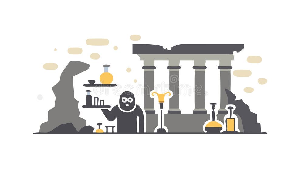Ancient Laboratory: Historical Scientific Exploration. Vector Design ...