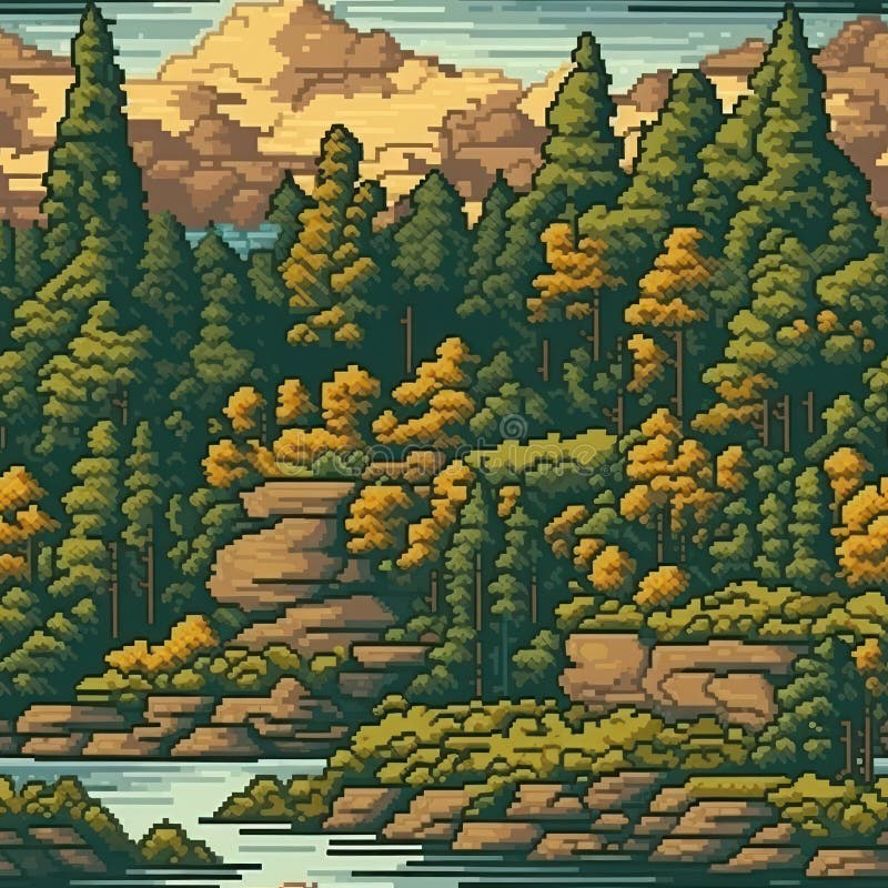 Ancient Landscape Pixel Art for Posters and Wallpapers. Stock ...