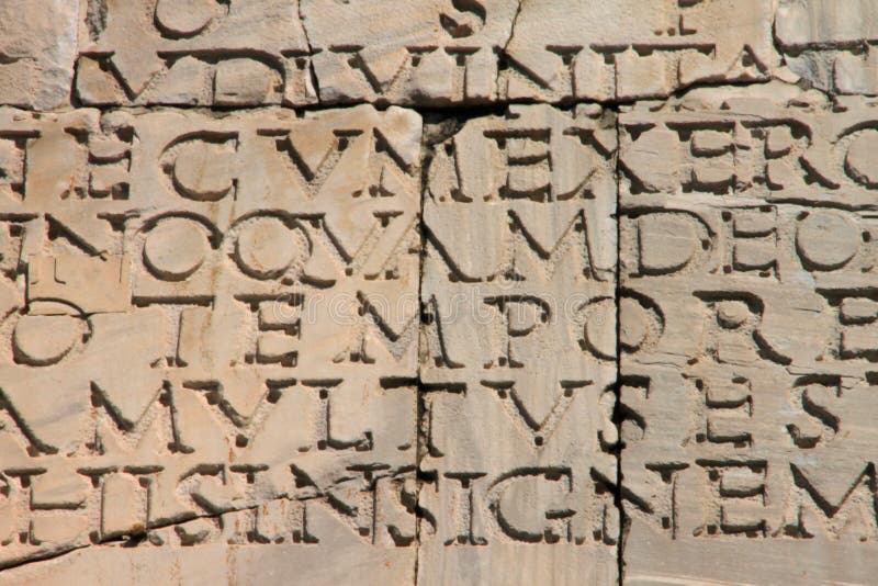 Ancient Latin Script Carved into Marble at Pompeii, Italy Stock Image ...