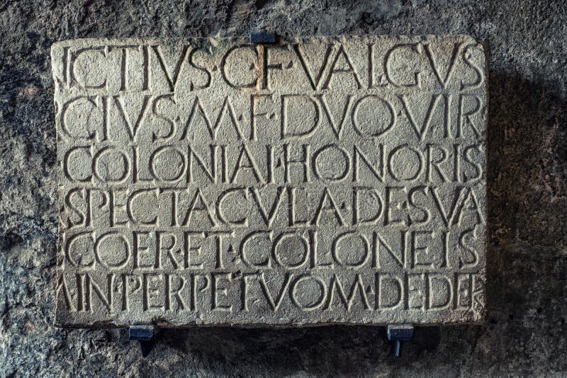 Latin Script on Stone Ruins at Pompeii Italy Stock Image - Image of ...