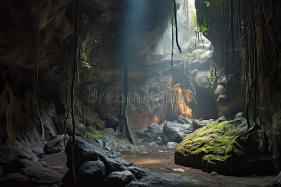 Ancient Lava Flow Remains Captured in a Cave Stock Illustration ...