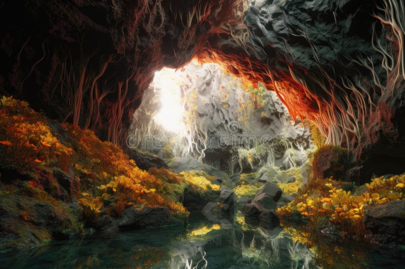 Ancient Lava Flow Remains Captured in a Cave Stock Image - Image of ...