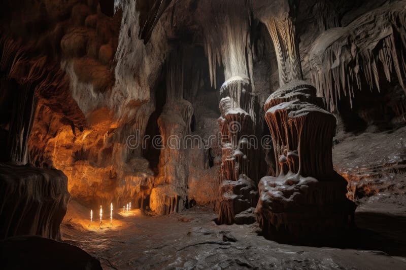 Ancient Lava Flow Solidified Inside a Cave Stock Illustration ...