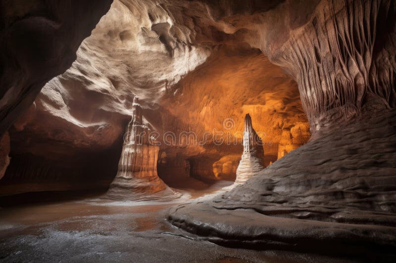 Ancient Lava Flow Solidified Inside a Cave Stock Illustration ...