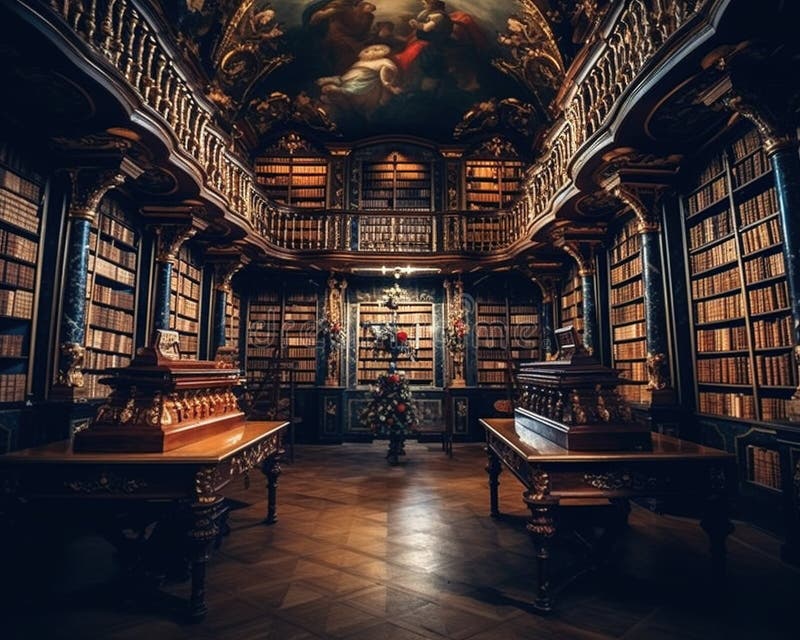 Ancient Library Books Knowledge and History are Related. Stock ...
