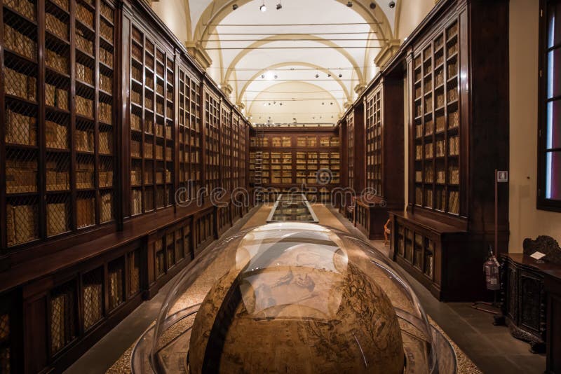 Ancient Library in Italy, Old Wooden Library Editorial Stock Image ...
