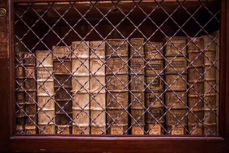 Ancient Library in Italy, Old Wooden Library Editorial Image - Image of ...