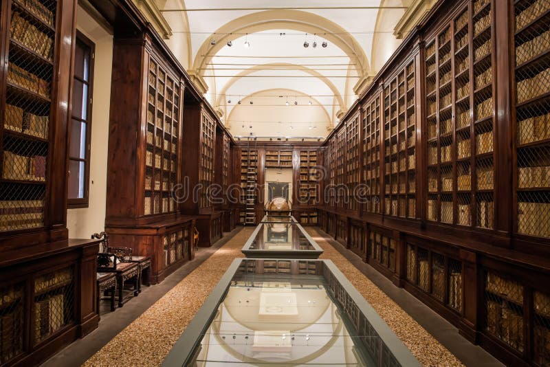 Ancient Library in Italy, Old Wooden Library Editorial Stock Image ...