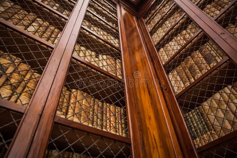 Ancient Library in Italy, Old Wooden Library Editorial Stock Photo ...