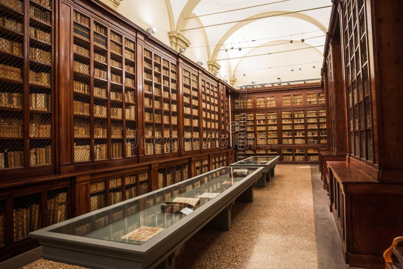 Ancient Library in Italy, Old Wooden Library Editorial Stock Image ...