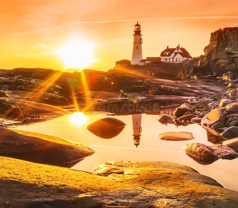 An Ancient Lighthouse at Dawn, Stock Photo - Image of morning, ocean ...