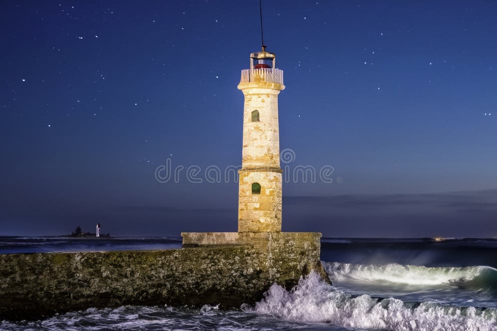 Ancient Lighthouse at the End of Stone Peer AI Generated Stock ...