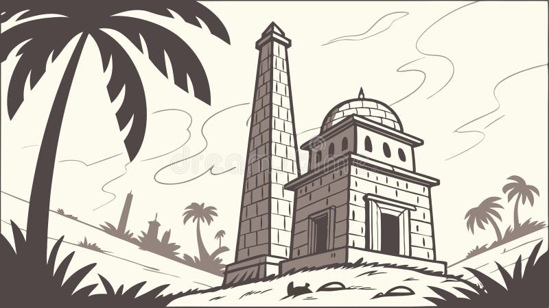 Ancient Lighthouse and Obelisk Landmark Vector Art, Vector Design ...