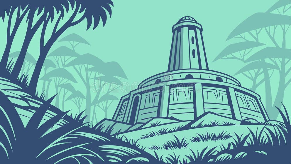 Ancient Lighthouse Temple by Sea Vector Illustration, Vector Design Generative AI Stock Vector ...