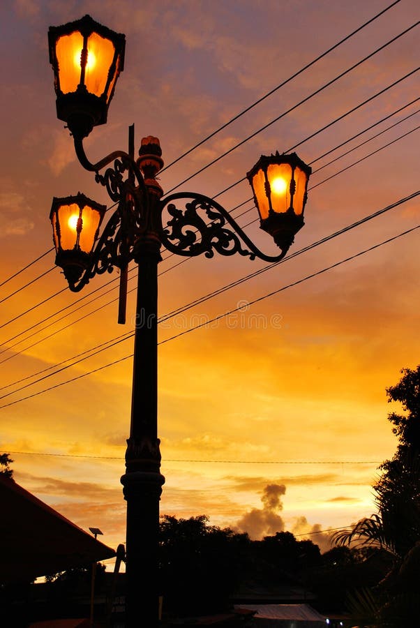 Ancient Lights of the City in the Evening Stock Photo - Image of ...