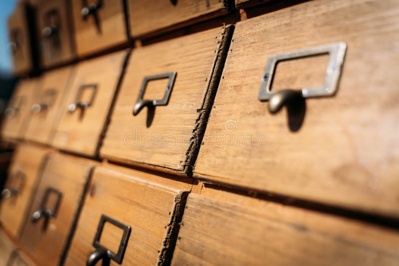 Ancient and Lined Massive Wood File Cabinets Stock Photo - Image of ...