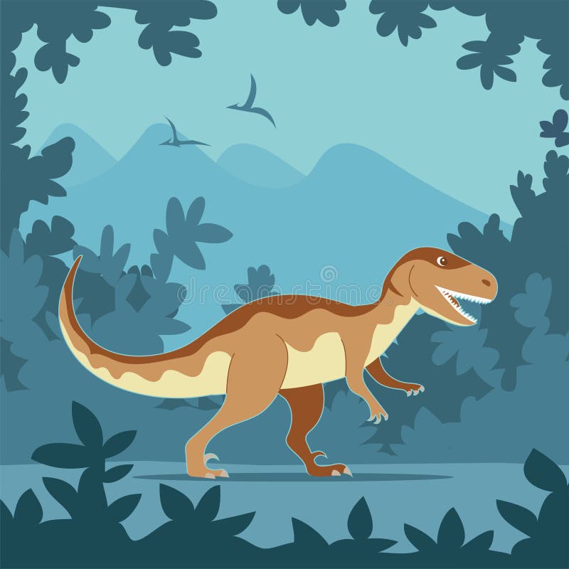 Ancient Lizard Raptor on the Background of the Moon Stock Illustration ...