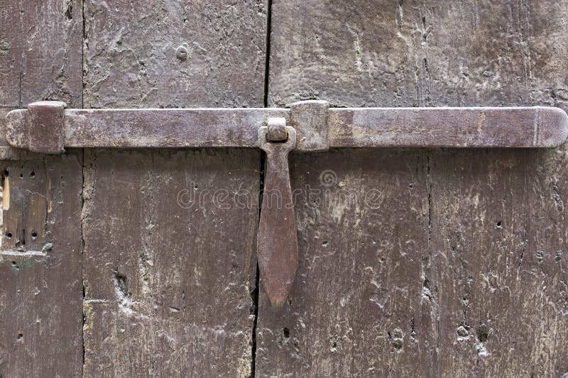 Ancient Lock in a Big Wooden Door Stock Photo - Image of ancient, door ...