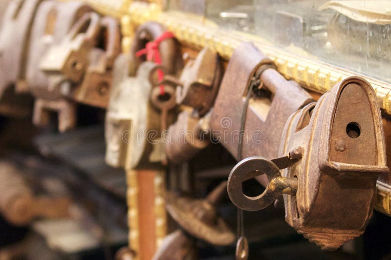 Ancient Locks on Wooden Door Stock Photo - Image of closeup, aged: 72104428