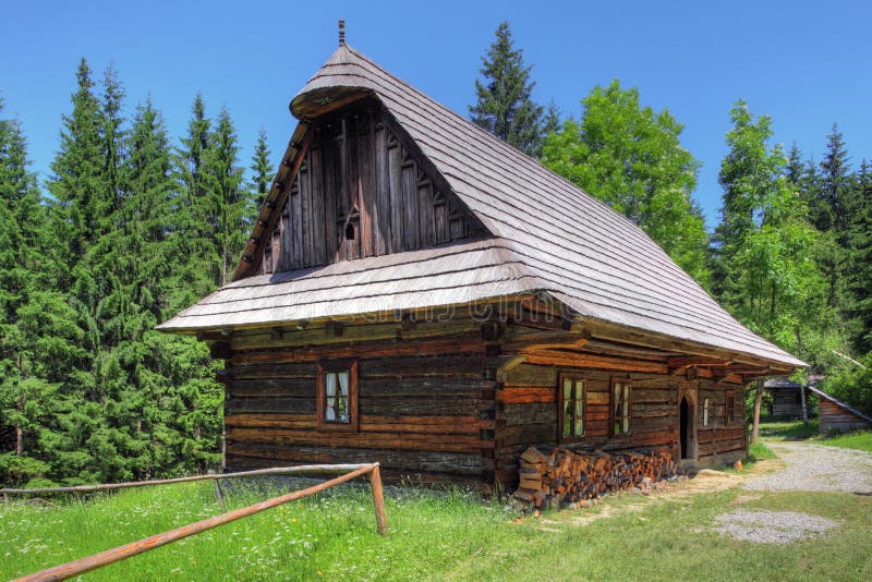 Ancient Russian log hut stock image. Image of wooden - 13221647