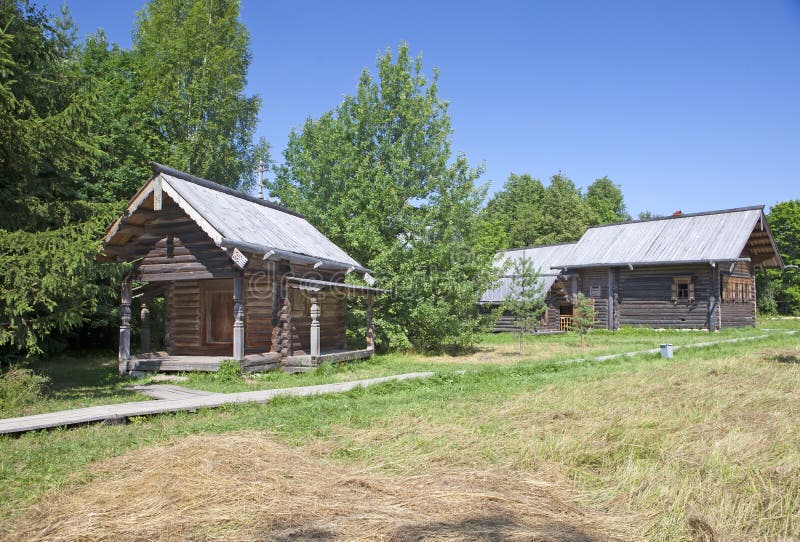 Ancient Log Hut on a Forest Glade. Russia Stock Image - Image of house ...