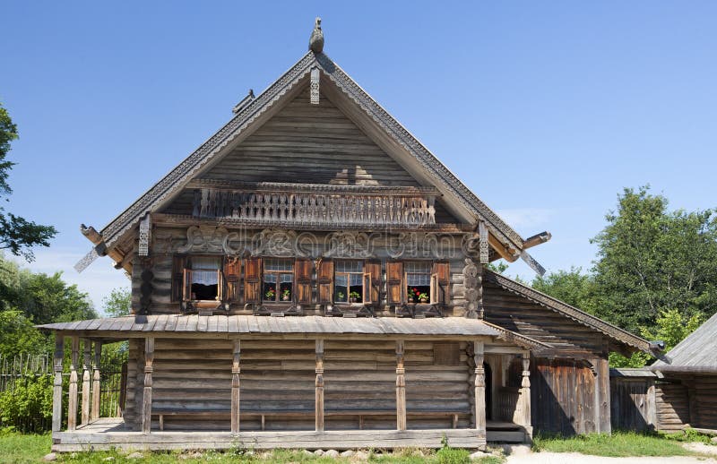 Ancient Log Hut on a Forest Glade. Russia Stock Image - Image of house ...