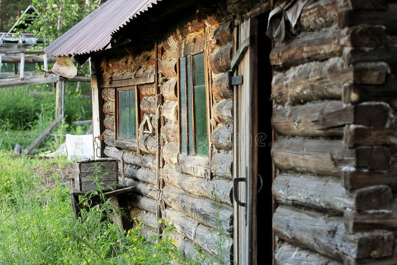 Ancient Russian log hut stock image. Image of wooden - 13221647