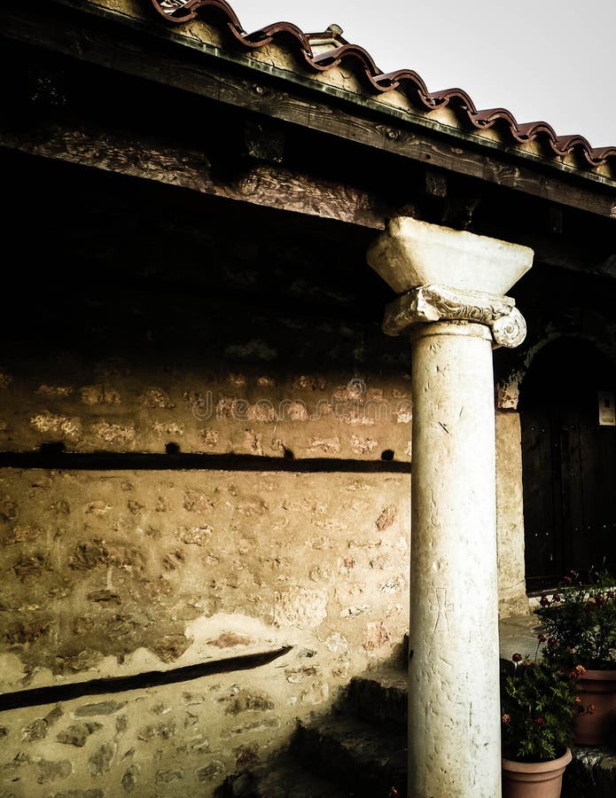 Ancient Lonic Column. Ochrid City, Macedonia Stock Image - Image of ...